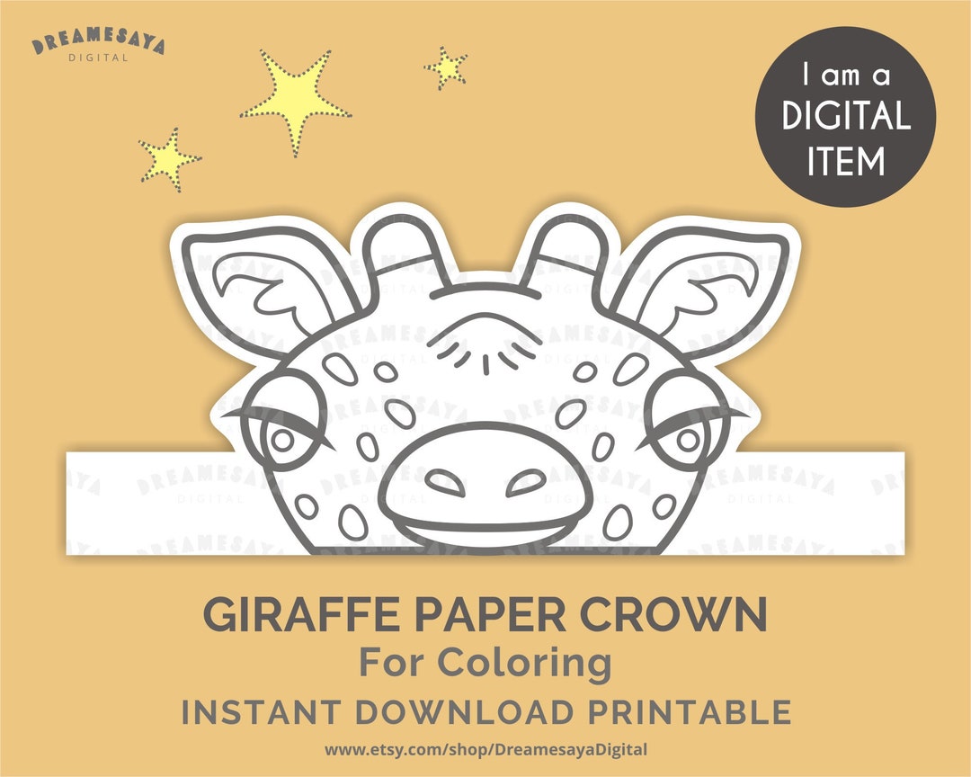 Giraffe Coloring Sheet Printable, Fun Giraffe Party Crown DIY, Safari ...