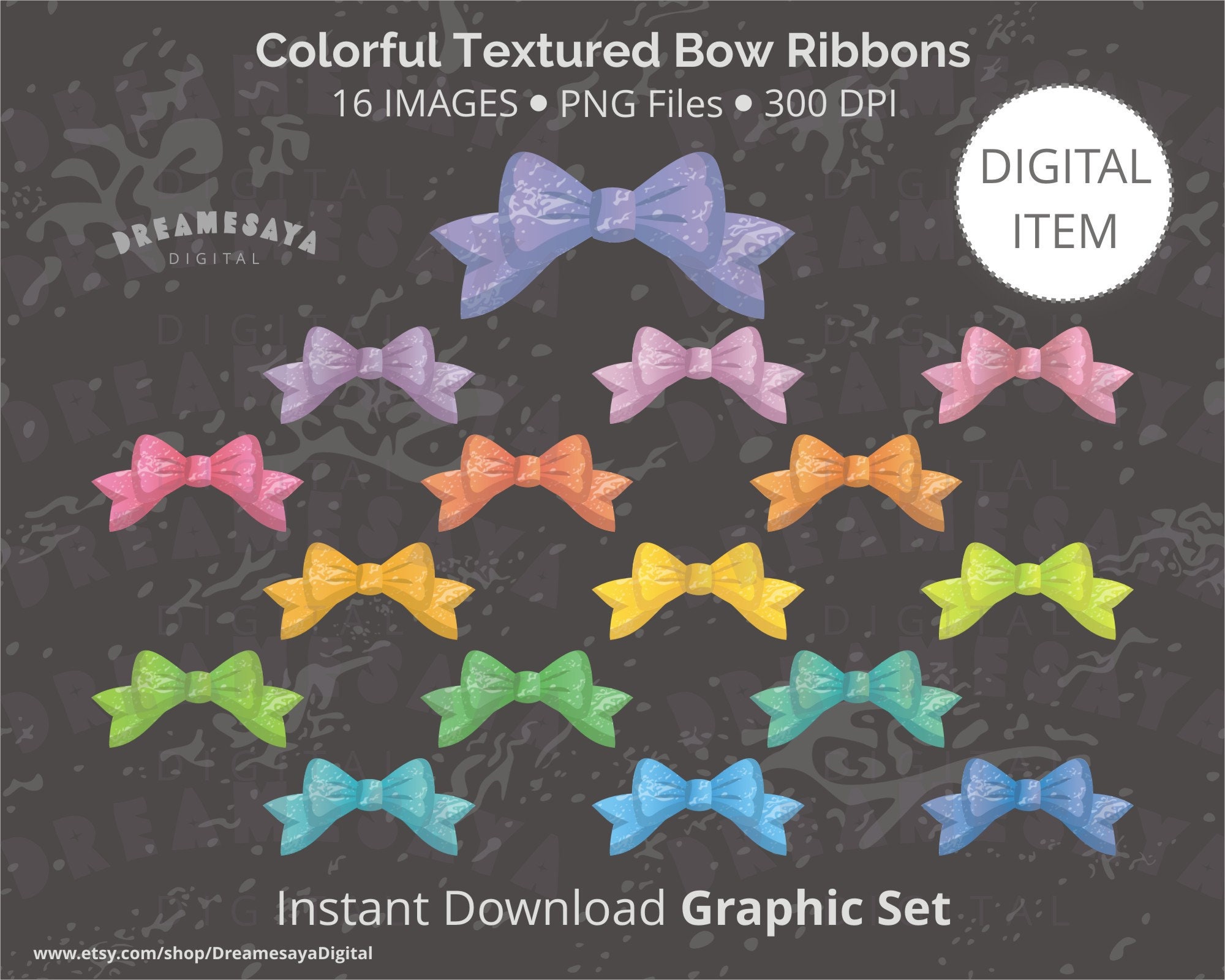 Colorful Bow Ribbons clip art Rainbow Pretty Bow clipart for | Etsy