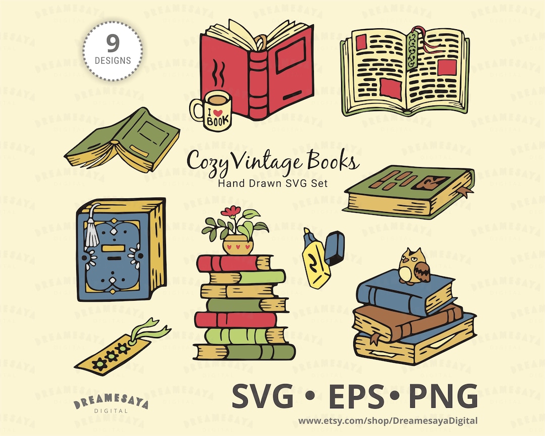 Vintage Books SVG Bundle Retro Book Lover Layered Cut Files Vector ...