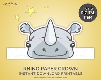 Rhino Paper Crown - Printable - Etsy