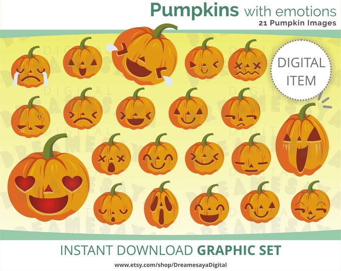 Emotions Clipart, Feelings Clipart, Pumpkin Clipart, Emoji Clipart ...
