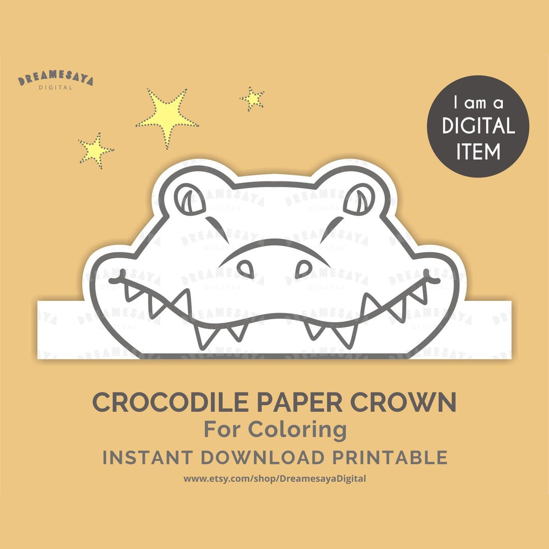 Crocodile Coloring JPG Printable Paper Crown Craft Nile Reptile ...