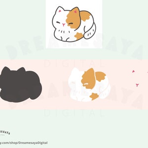 Cat Loaf SVG EPS PNG, Kawaii Cute Resting Bicolor White and Orange ...