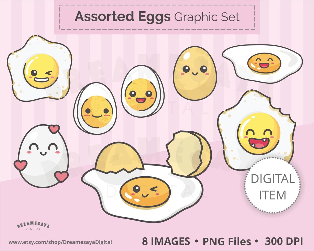 Cute Eggs PNG Clip Art Set for Commercial Use - Etsy