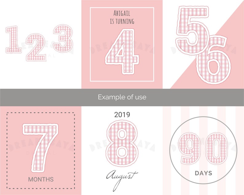 Pink Gingham Numbers PNG Cute Country Girly Rustic Clip Art Set for ...