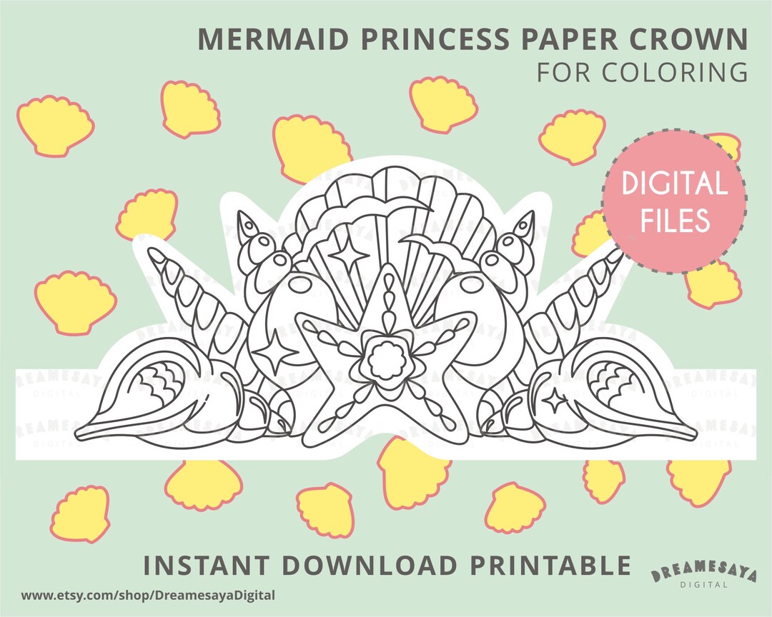 Mermaid Party Hat Printable, Mermaid Birthday Princess Paper Crown DIY ...