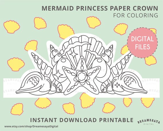 Mermaid Party Hat Printable Mermaid Birthday Princess Paper - Etsy