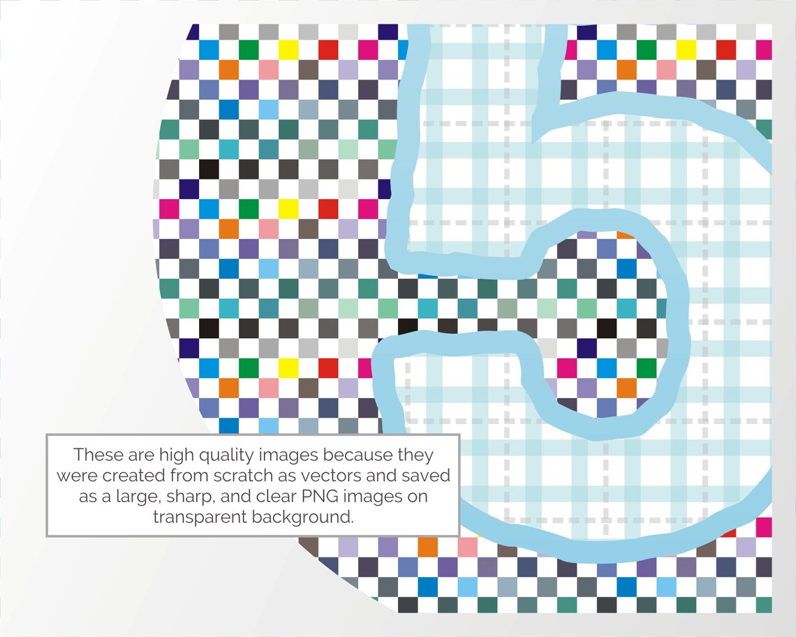 Blue Plaid Numbers Clipart Rustic Clip Art Number Pastel - Etsy