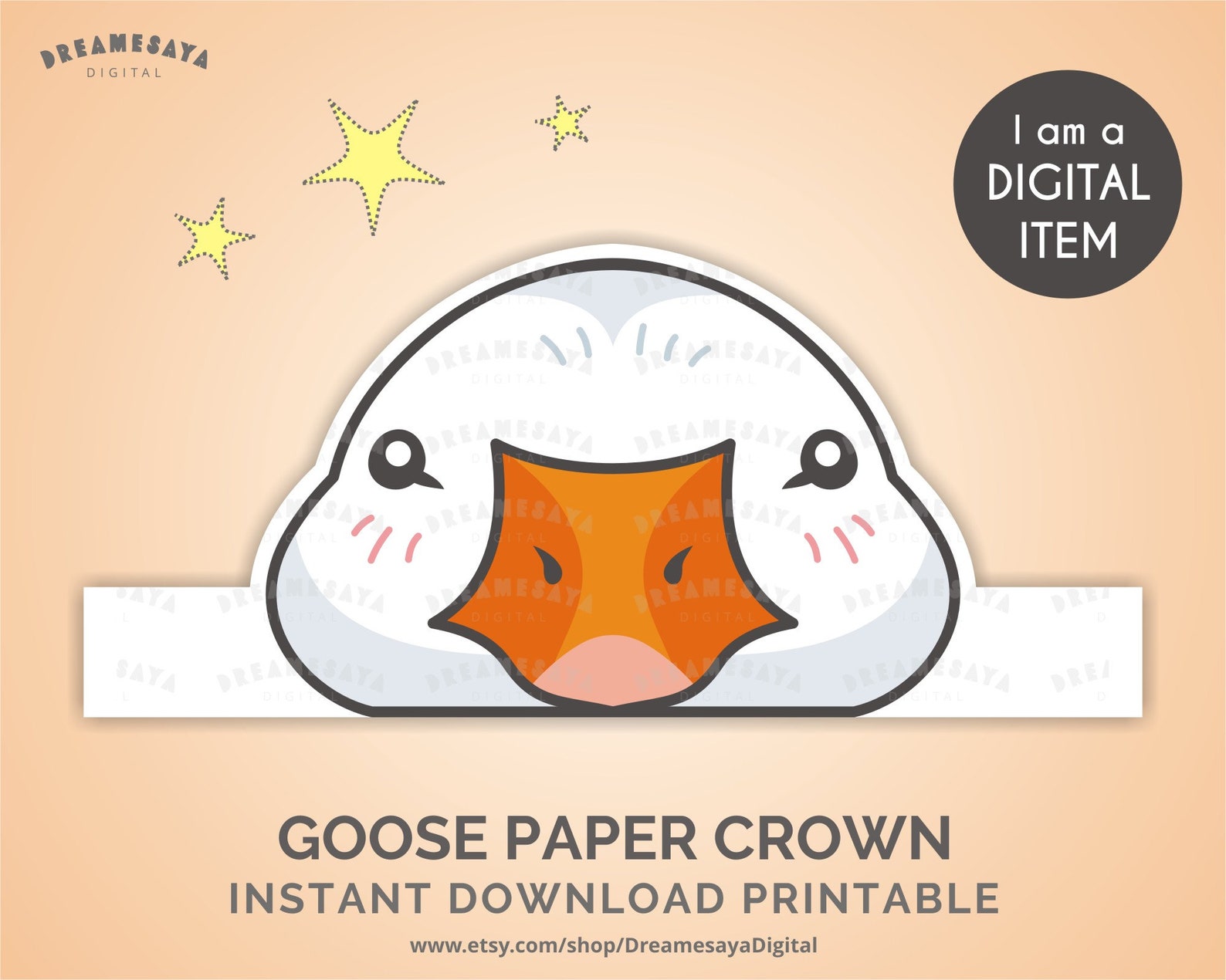 Goose Paper Crown Printable JPG Goose Party Hat Download - Etsy