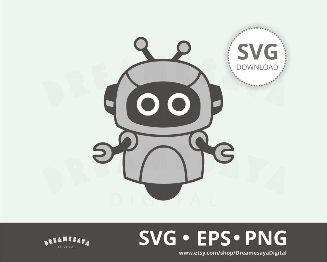 Cute Robot SVG Cartoon Artificial Intelligence Bot Cut File and Clip ...