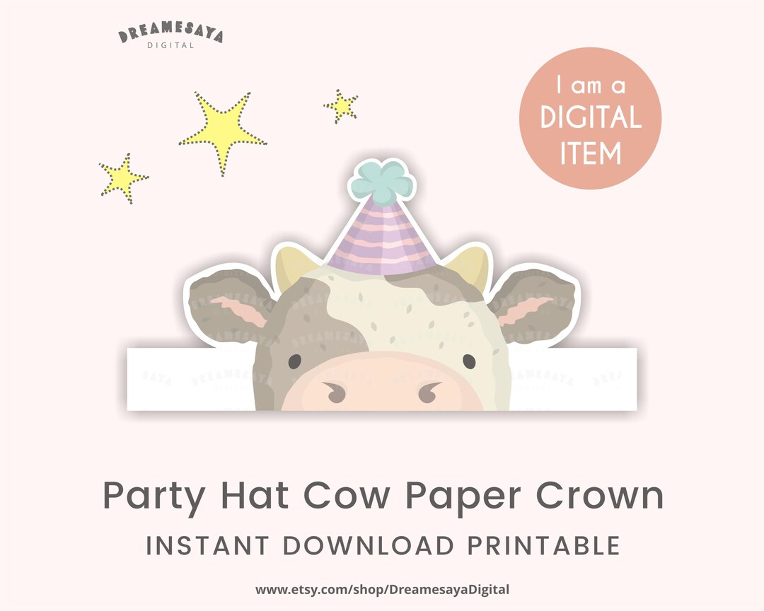 Cow Party Hat: Printable Paper Crown Craft (PDF/JPG Digital Download - Etsy