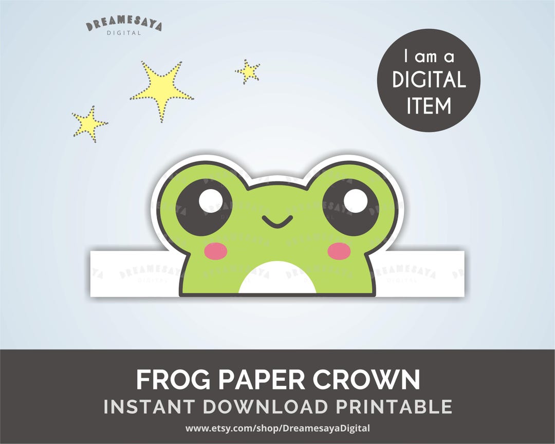 Frog Paper Crown PDF Download Printable Kawaii Cute Animal Face JPG ...