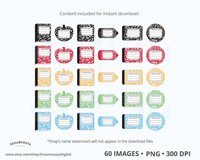 Composition Book PNG Label Frame for Personalized Name Back to School ...