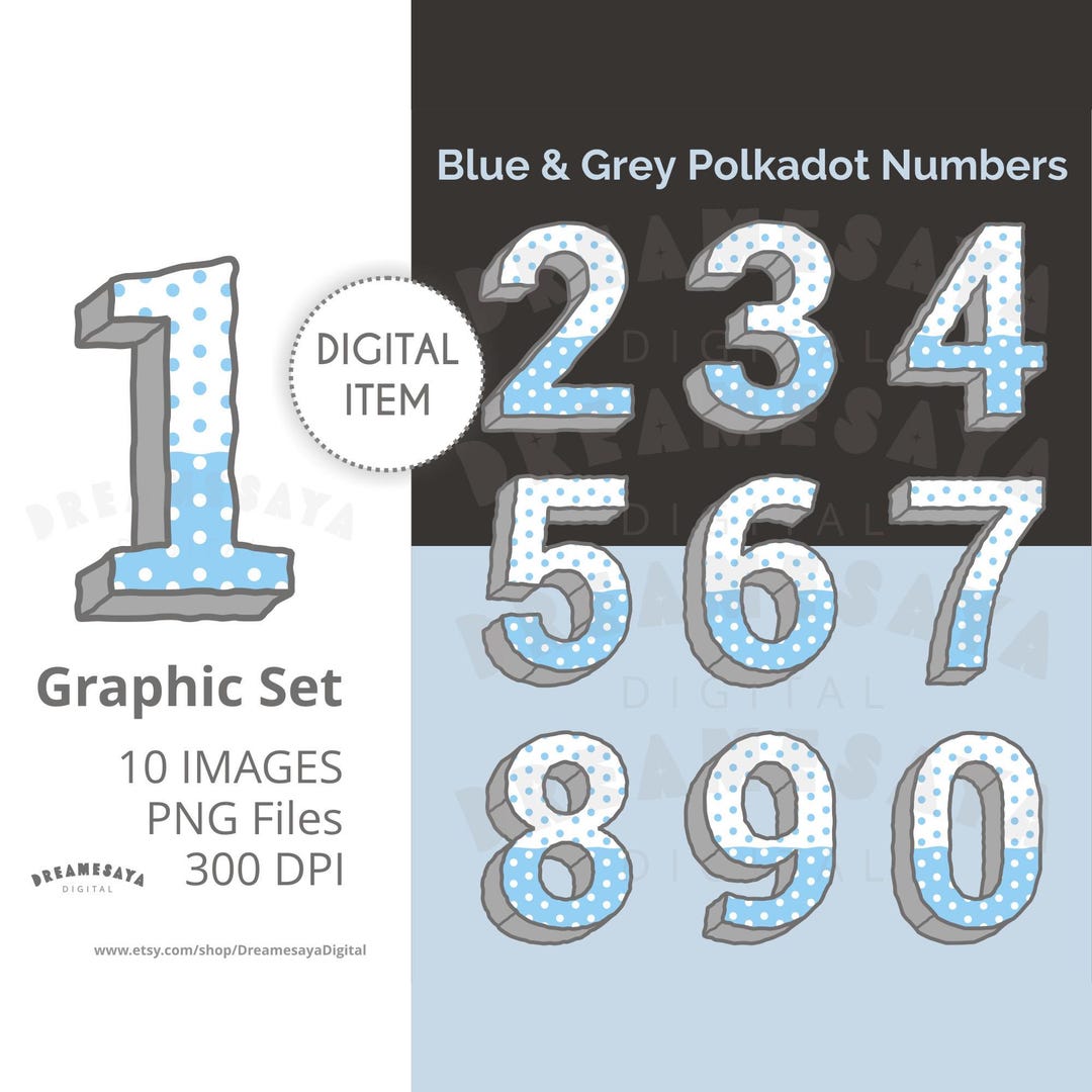 Blue Polkadot Numbers PNG Clip Art of Cute Decorative Images for ...