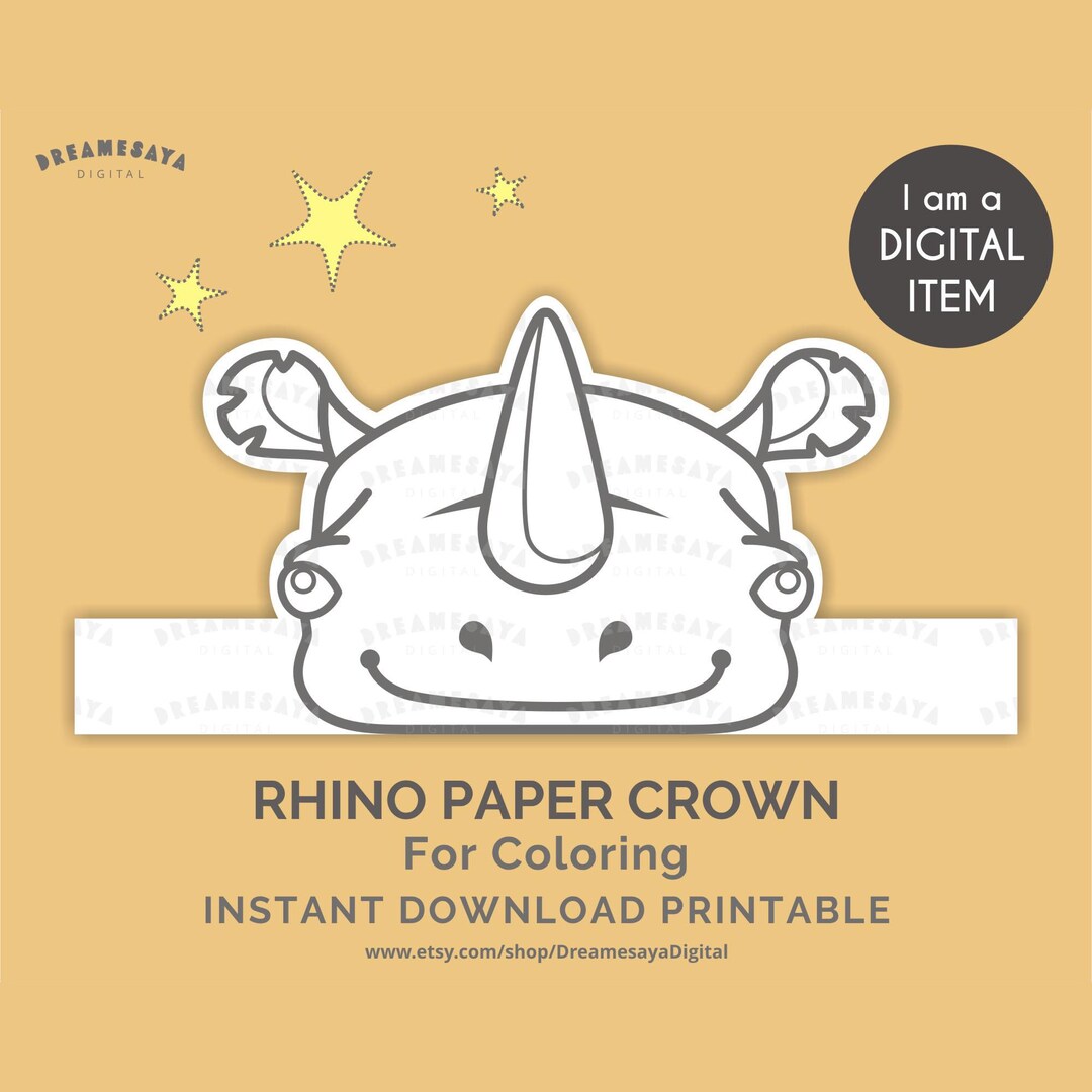 Rhino Coloring JPG Printable African Animal Rhinoceros Safari Paper ...