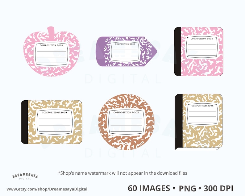 Composition Book PNG Label Frame for Personalized Name Back to School ...