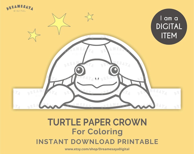 Sea Turtle Paper Crown Party Coloring Printable Party Hat Kids Craft ...