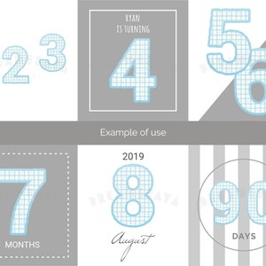 Blue Plaid Numbers Clipart Rustic Clip Art Number Pastel - Etsy