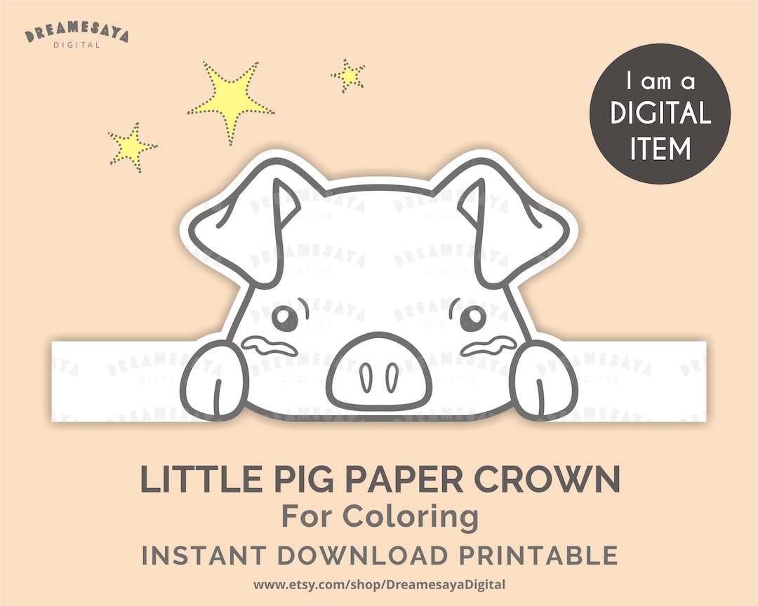 Pig Paper Hat for Coloring Printable, Farm Animal Activity Page, Cute ...