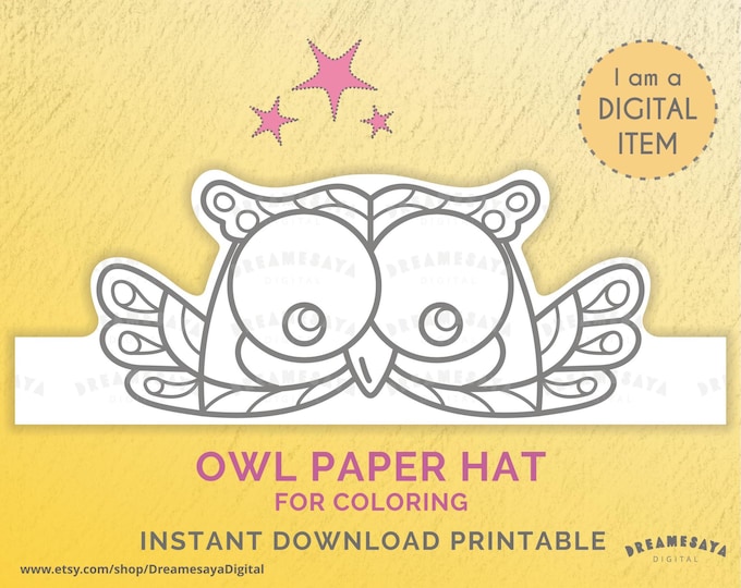 Owl Paper Crown Activity Printable Kids Craft Woodland Forest Birthday ...