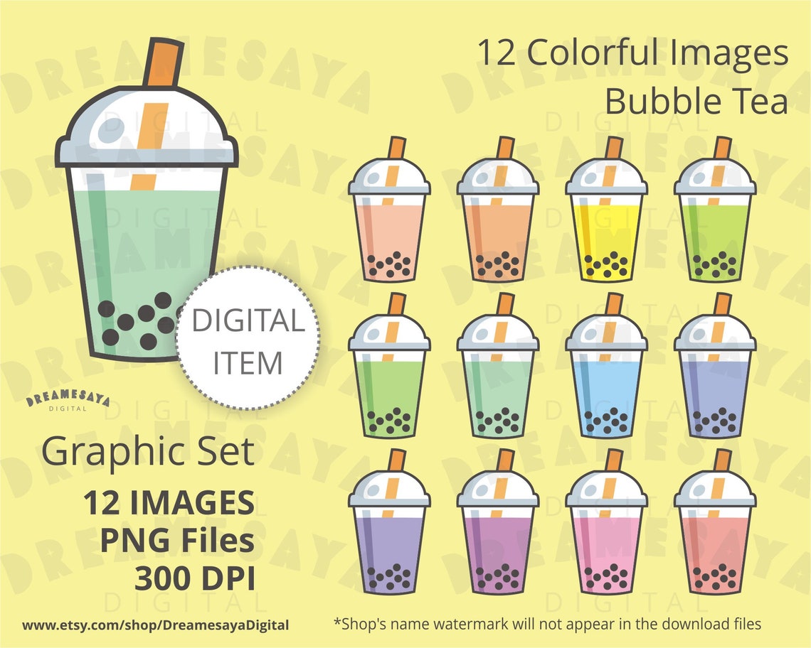 Bubble Tea Clip Art Fun Colorful Boba Tea Png Images Popular - Etsy