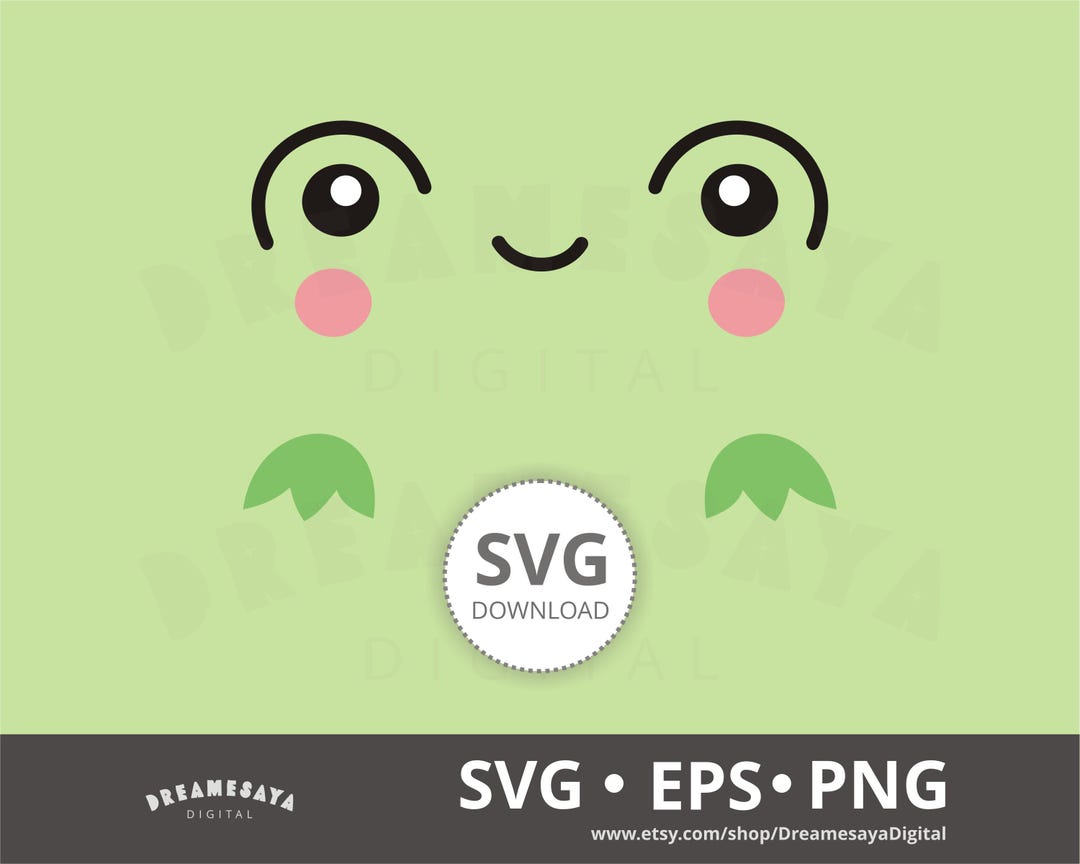 Frog Face SVG Kawaii Cute Froggy Clip Art and Craft Vinyl Cut File for ...