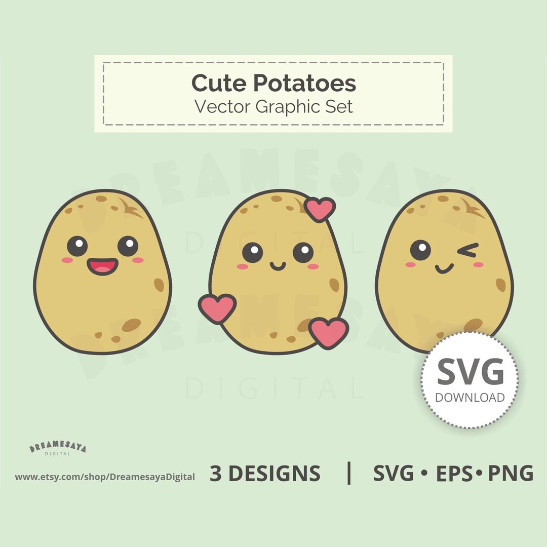 Potato Svg Cut Files, Cute Potatoes Vector Clip Art Download for ...