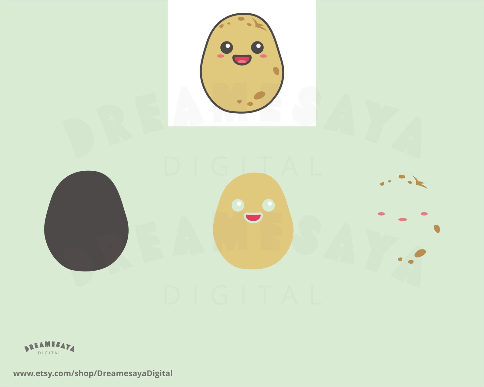 Potato svg cut files Cute potatoes vector clip art download | Etsy
