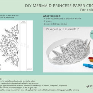 Mermaid Party Hat Printable, Mermaid Birthday Princess Paper Crown DIY ...