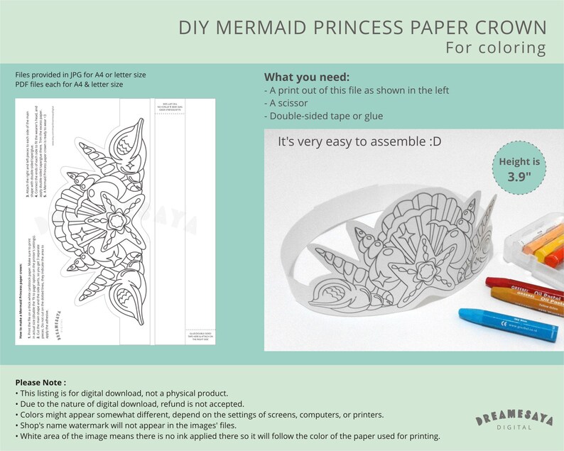 Mermaid Party Hat Printable Mermaid Birthday Princess Paper - Etsy