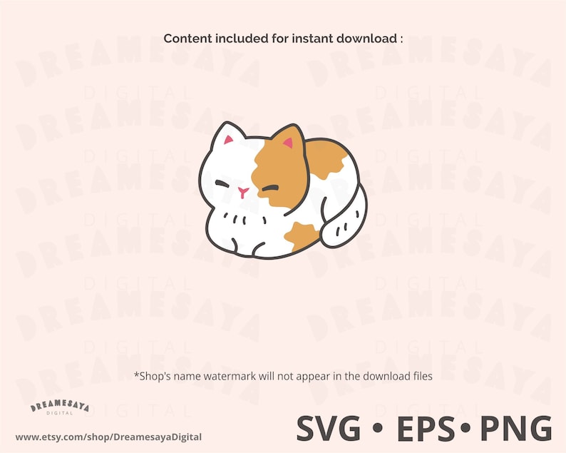 Cat Loaf SVG EPS PNG Kawaii Cute Resting Bicolor White and - Etsy