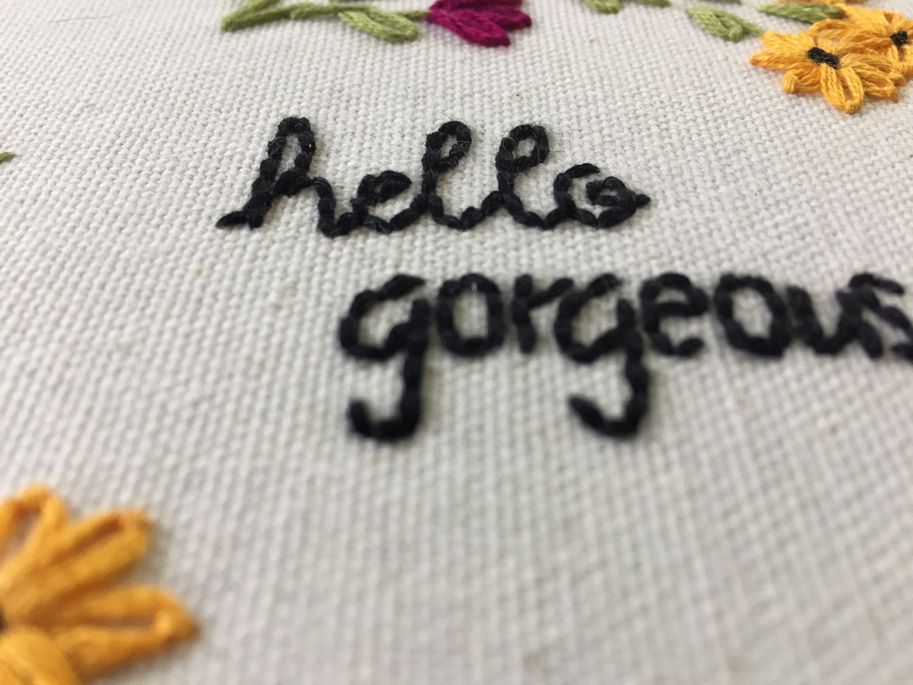 Embroidery Hoop Art. Hello Gorgeous Art. Hand Embroidered Word - Etsy