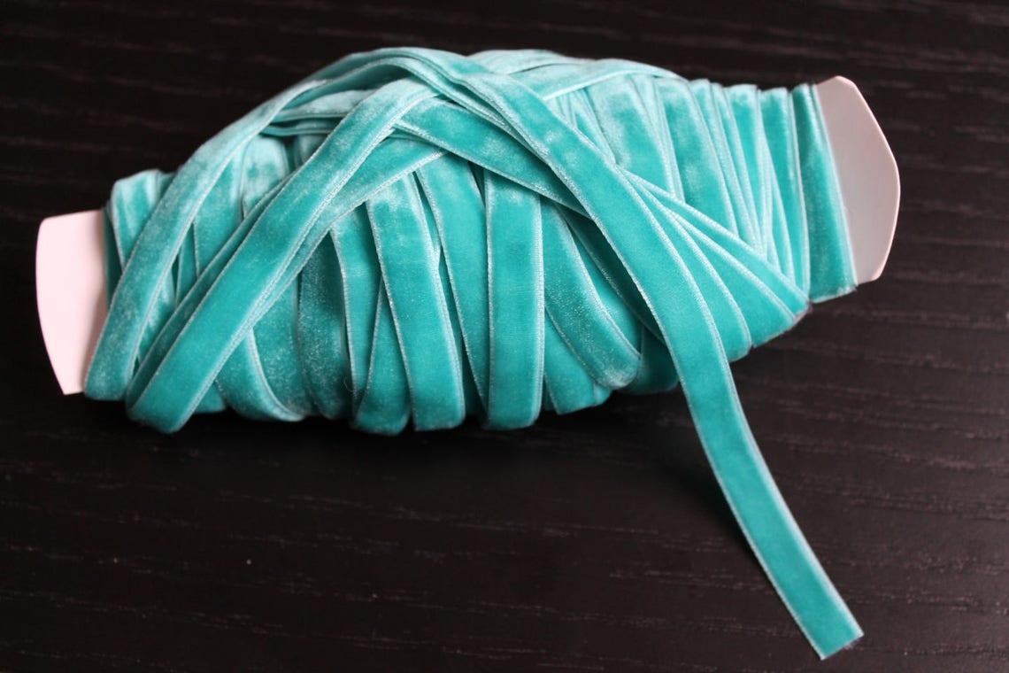 Terciopelo de cinta cinta turquesa azul por metro - Etsy España