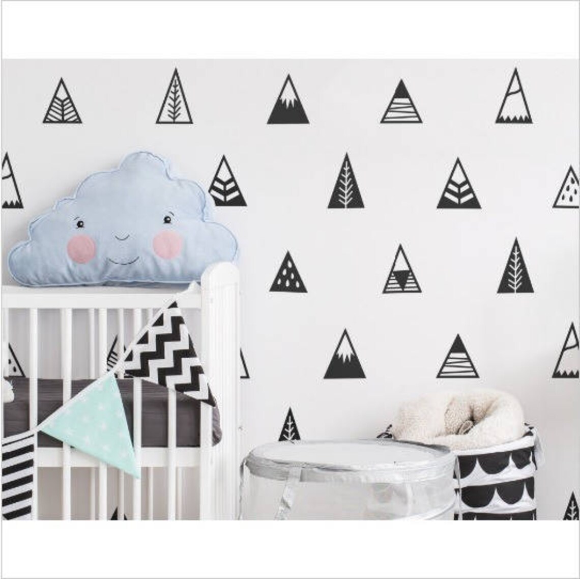 10 Stickers mural tipi montagne noir - Etsy France