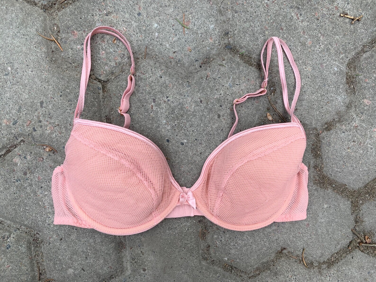 Vintage Bra 90s Y2K Soft Pastel Bra Pink Mesh Lace Lingerie Top ...