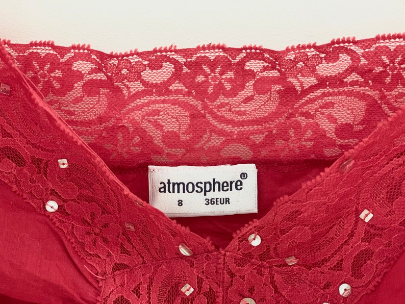 Vintage Y2K Red Sequin Cami Top Lace Edge Cotton Spaghetti - Etsy