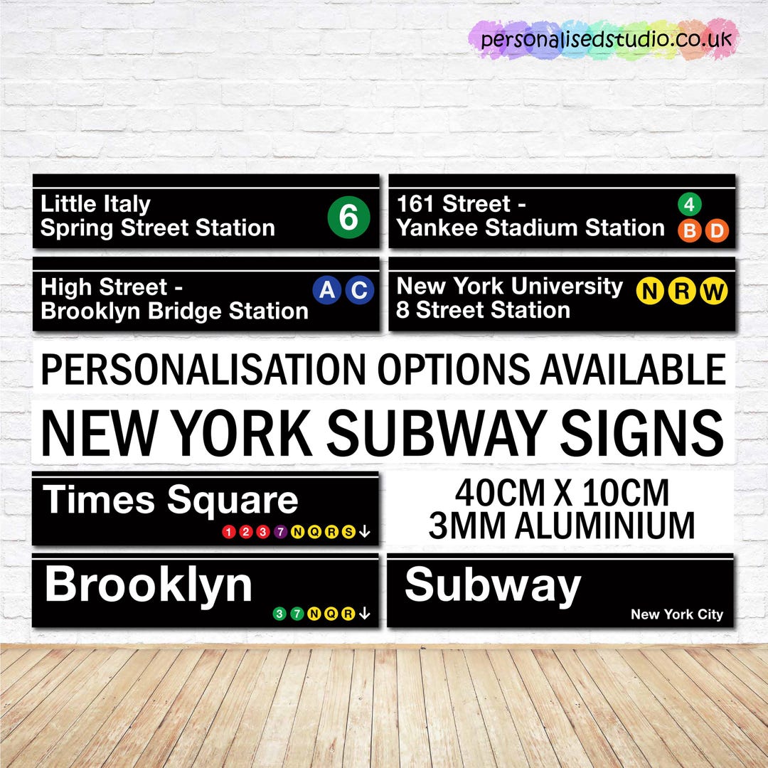 New York Subway Sign | 40CM X 10CM | Personalisation Available | 3mm ...