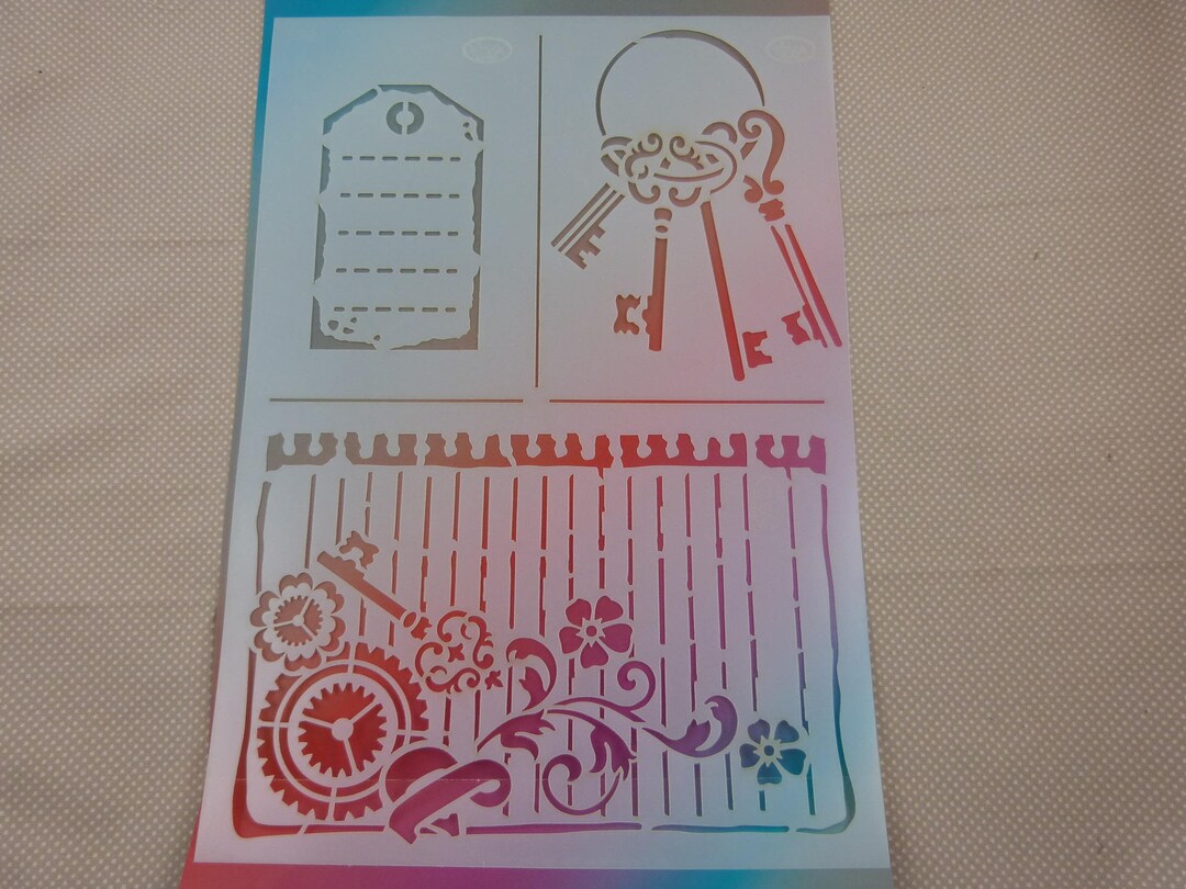 Soft Stencil vintage Keys Plastic Stencil - Etsy