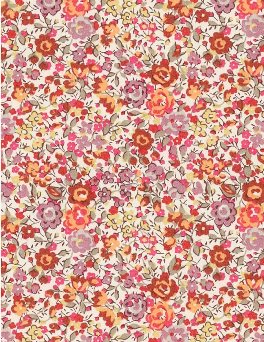 Liberty Printed Fabric Liberty Pattern EMMA AND GEORGINA Purple Beige ...