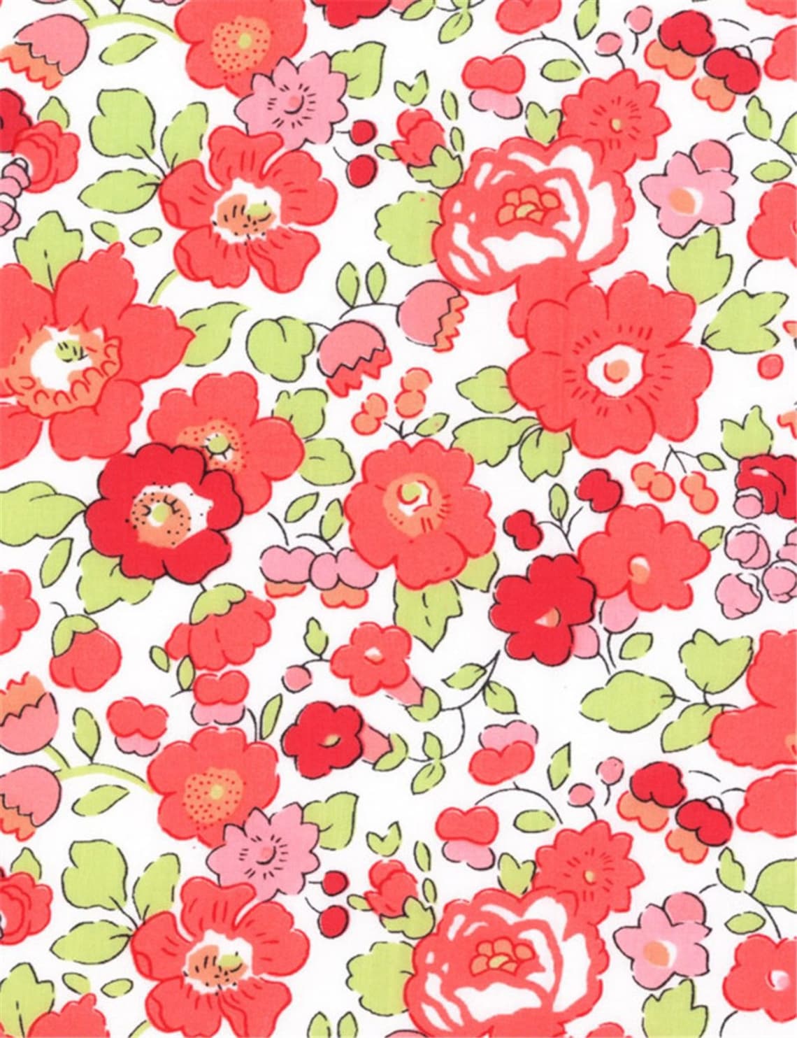 Liberty Pattern Liberty Betsy Strawberry Tagada Green Pink - Etsy