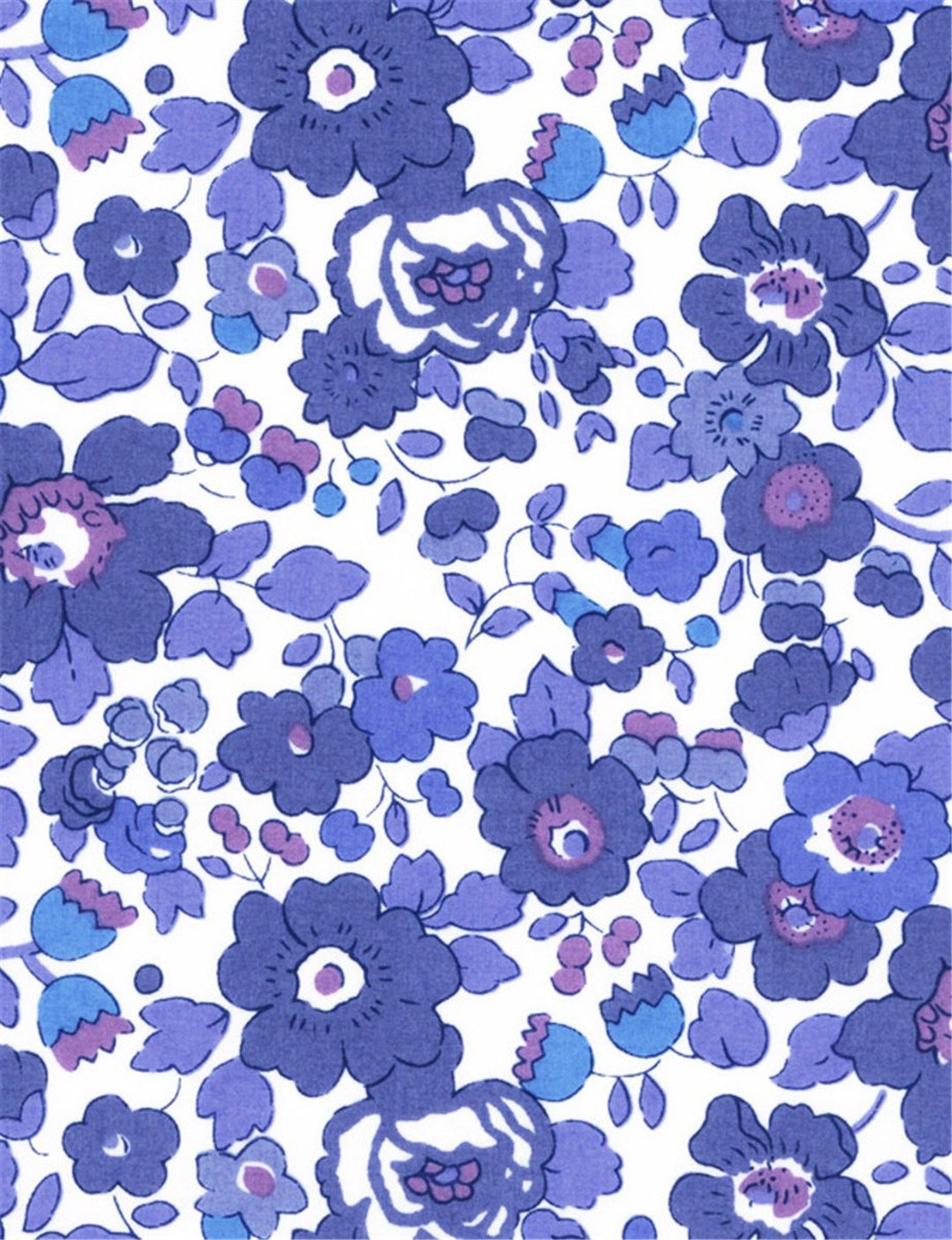Liberty Printed Fabric With Liberty Betsy Pattern, Electric Blue Color ...
