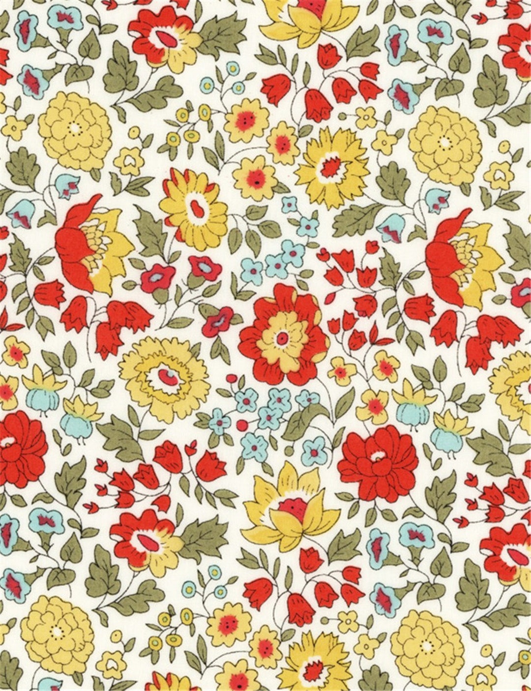 Tissu imprimé Liberty motif Liberty D'ANJO couleur jaune rouge - Etsy ...