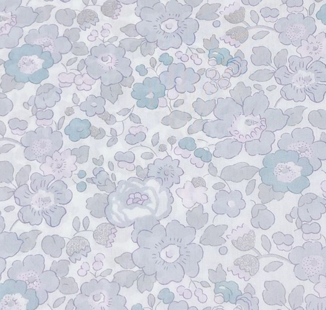 Liberty, Liberty Fabric, Liberty BETSY METALLIC Silver Grey, Liberty ...