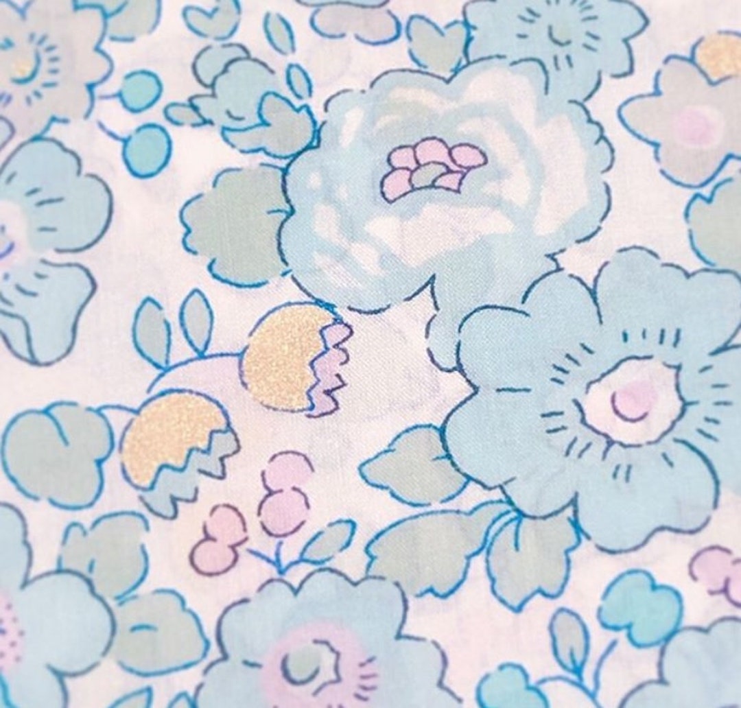 Liberty, Liberty Fabric, Liberty BETSY METALLIC Golden Blue, Liberty ...