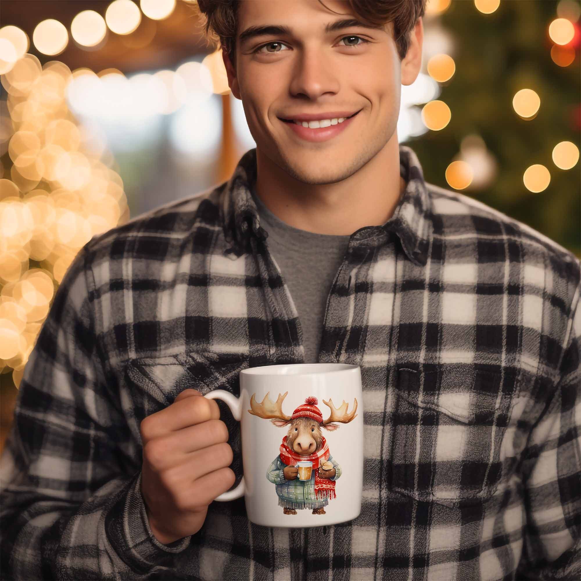 Watercolour Winter Moose Clipart Bundle, 32 Transparent PNG, Commercial ...