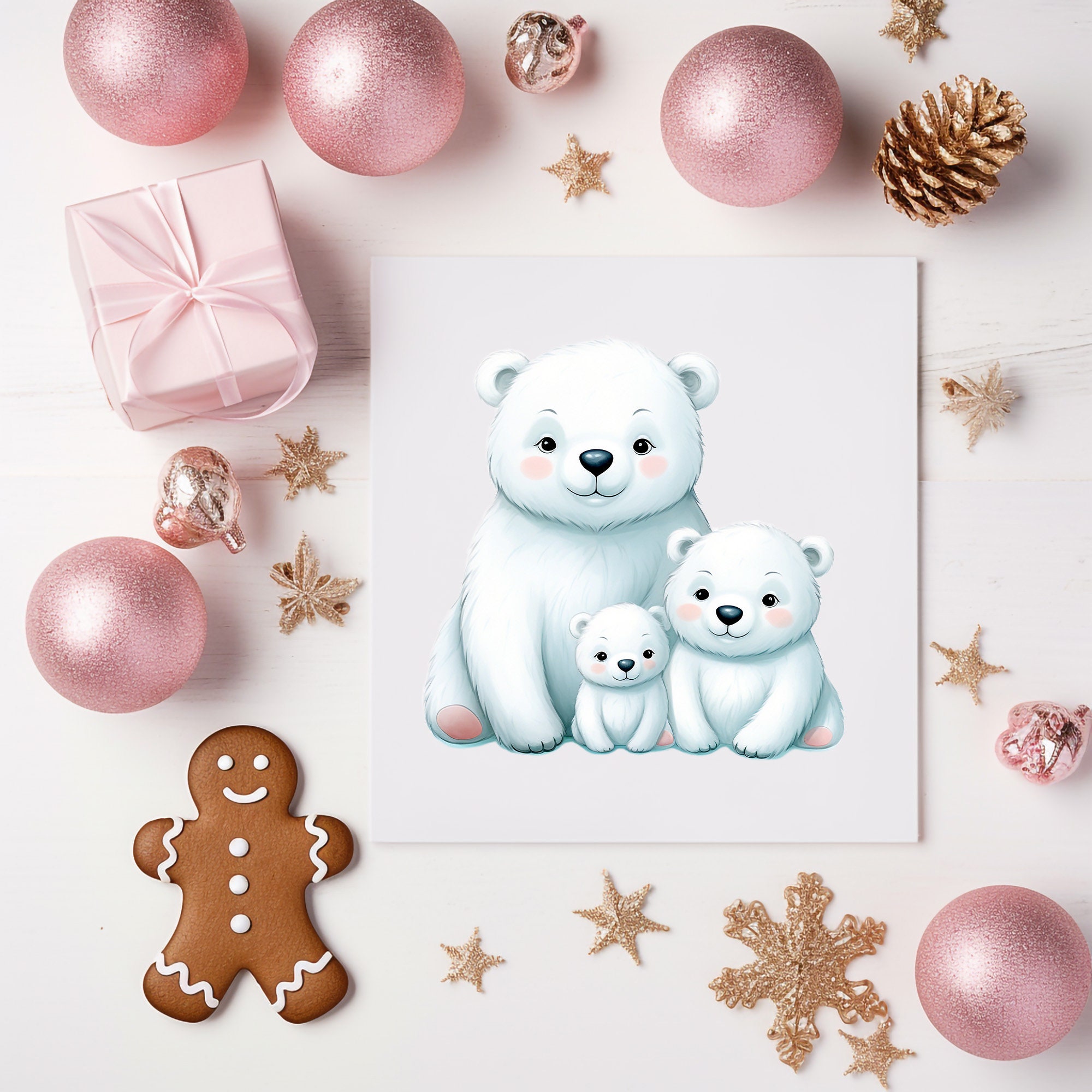 Watercolour Polar Bears Clipart Bundle, 28 Transparent PNG, Commercial ...