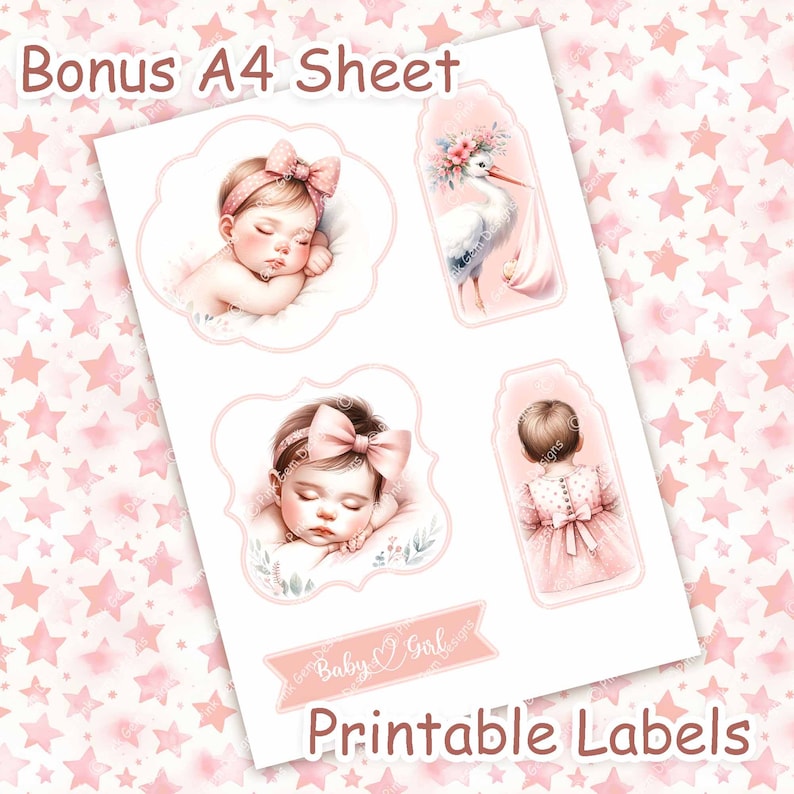 Pink Baby Days Digital Paper, 16 Printable Jpg's 12 X 12 Inch, Seamless ...