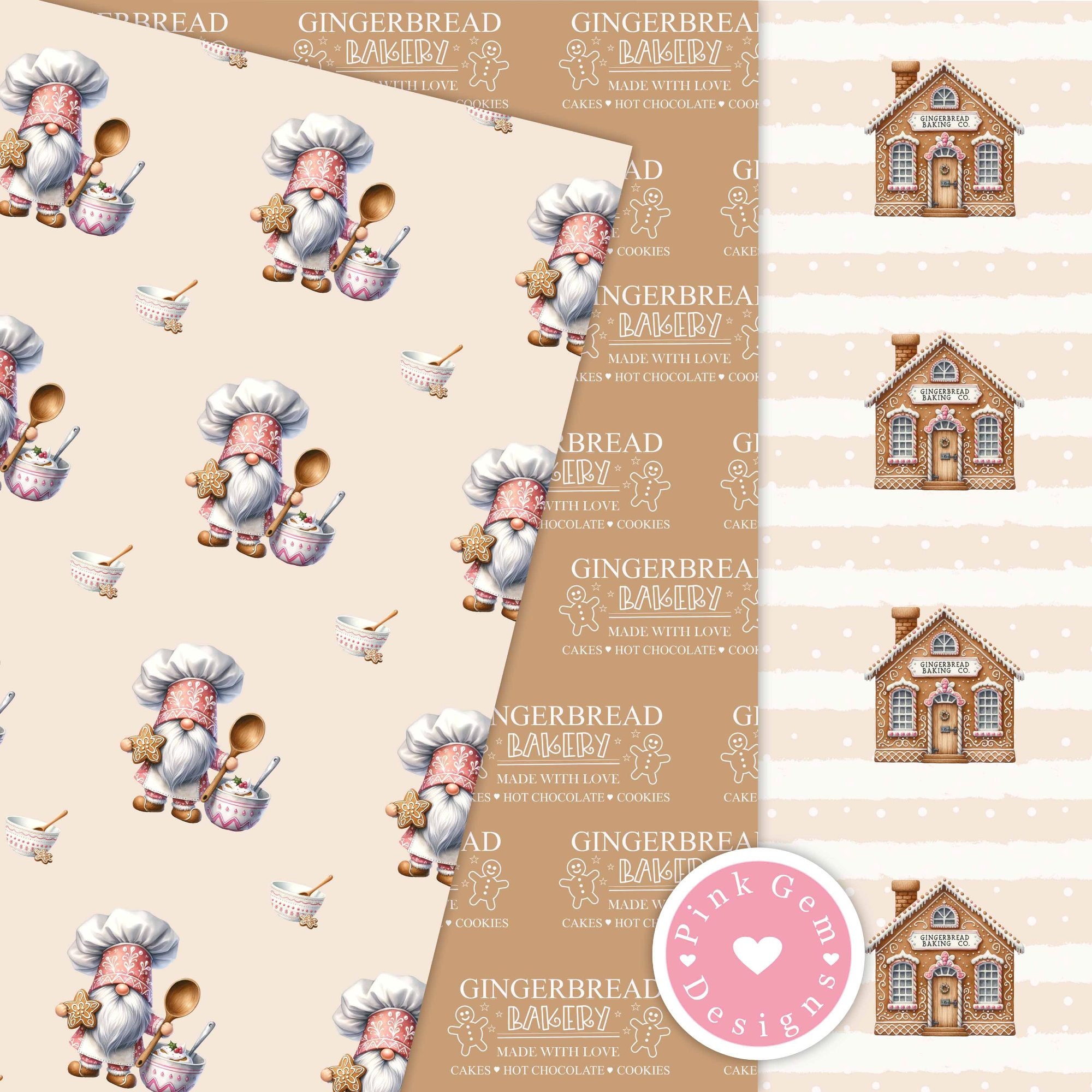 Gingerbread Gnomes Digital Paper: Christmas Baking JPG (digital ...