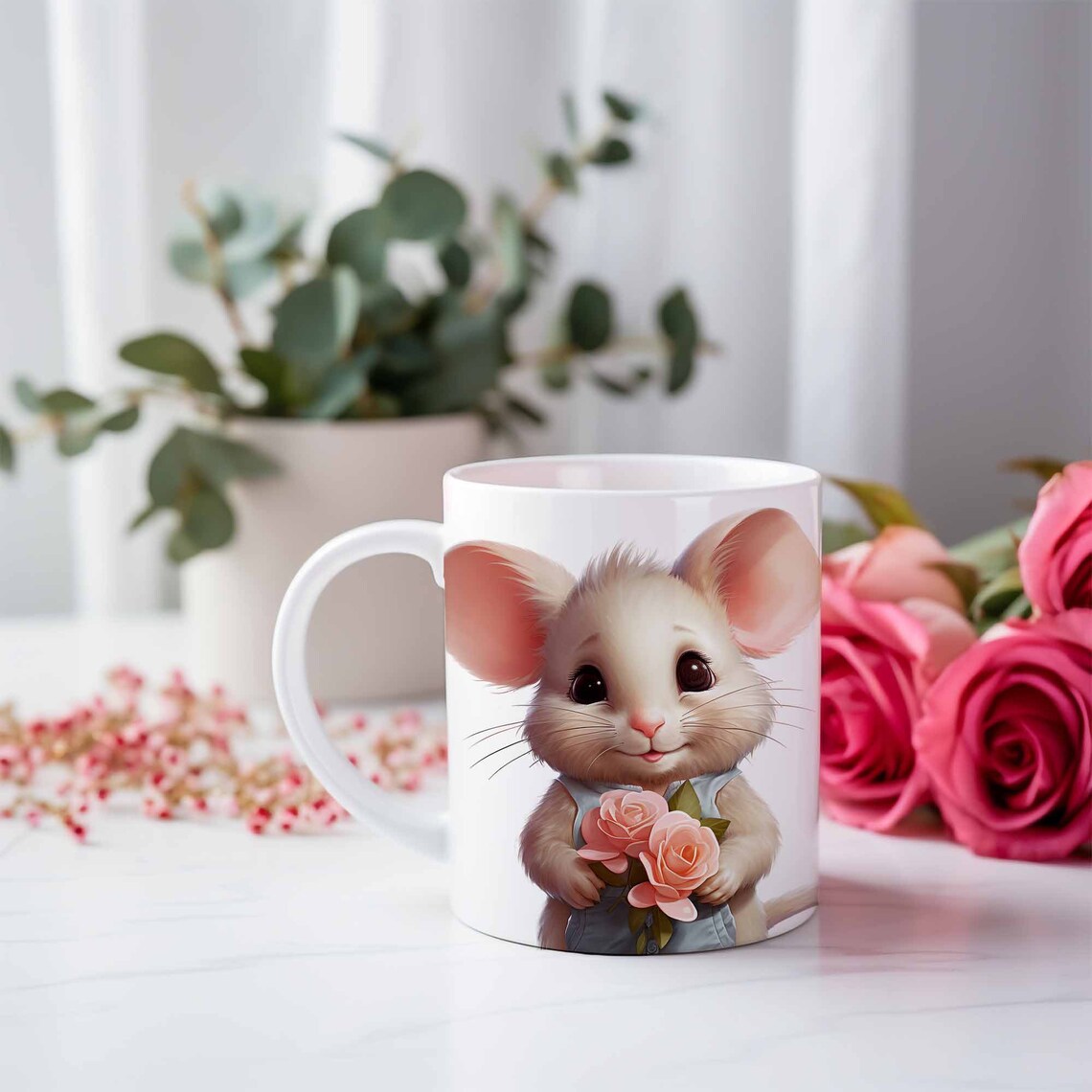 Watercolour Cute Valentine Mice Clipart Bundle, Commercial Use ...