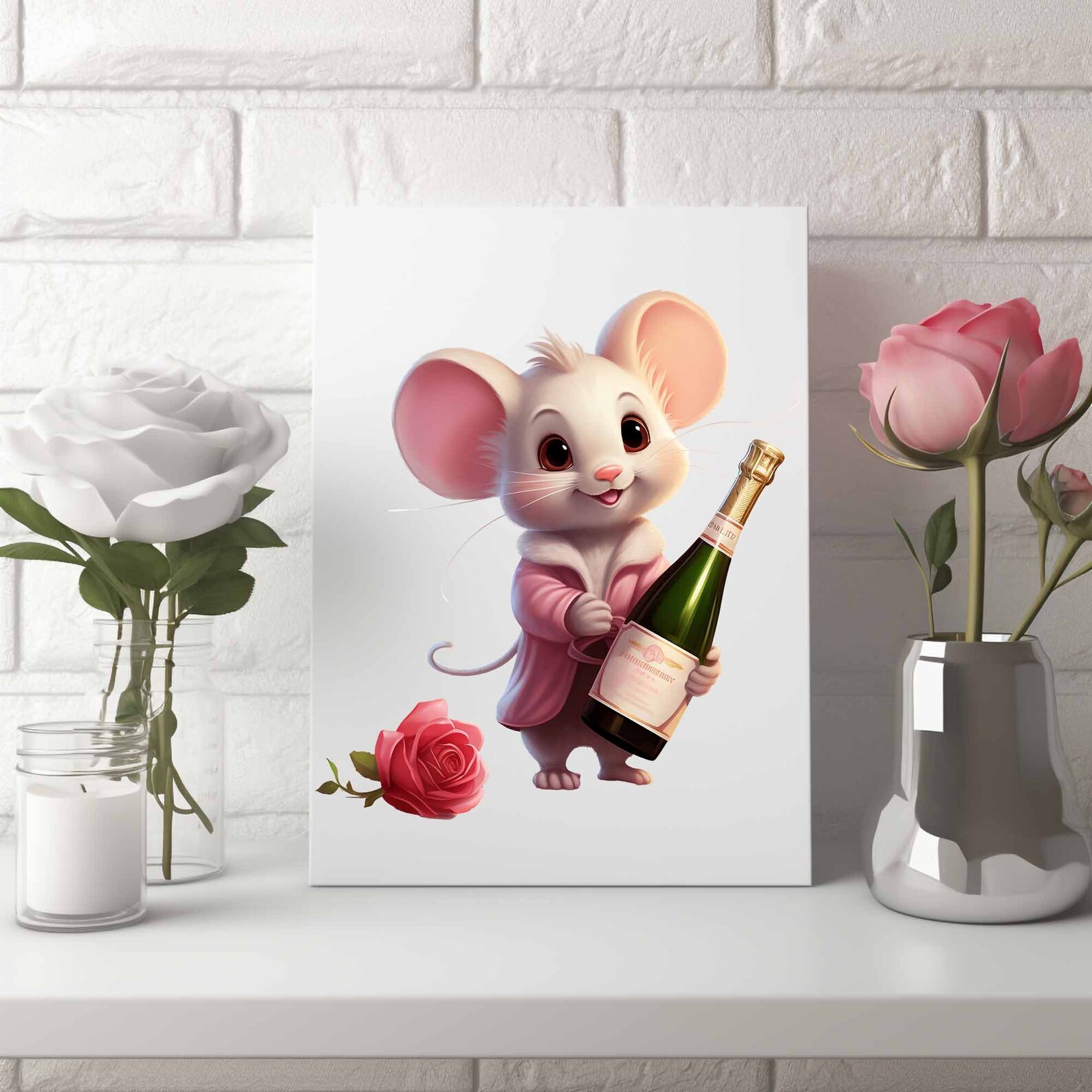 Watercolour Cute Valentine Mice Clipart Bundle, Commercial Use ...